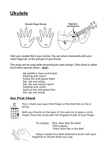 Beginner Ukulele resource sheets. | Teaching Resources