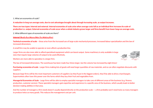 A Level Economics - Economies of Scale | Teaching Resources