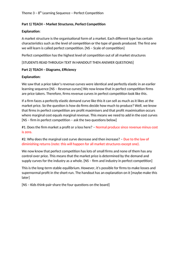 A Level Economics - Perfect Competition | Teaching Resources