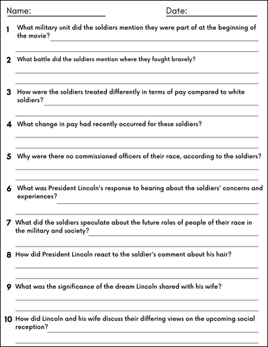 Lincoln 2012 Movie Guide: Questions + Activities Puzzles + Answers ...