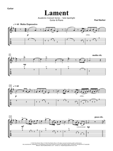 Lament (Acoustic Guitar & Piano) | Teaching Resources