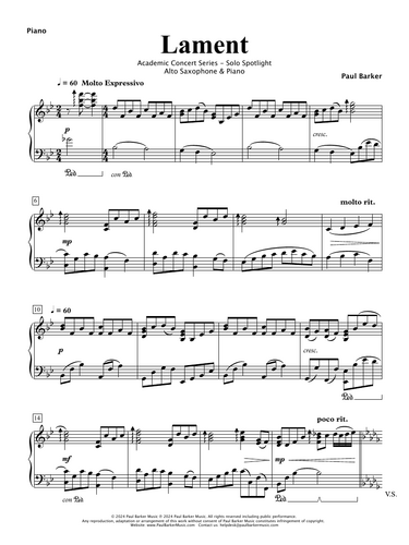 Lament (Alto Saxophone & Piano) | Teaching Resources