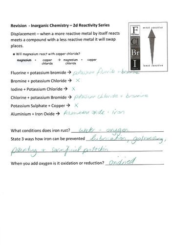 Chemistry revision questions & answers, halogen, reactivity, acids and ...