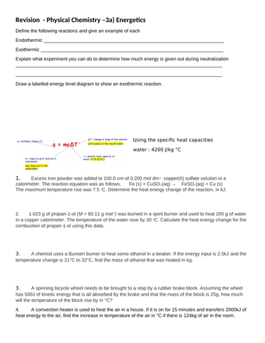 Rates of Reaction and equilibrium Chemistry revision with answers ...