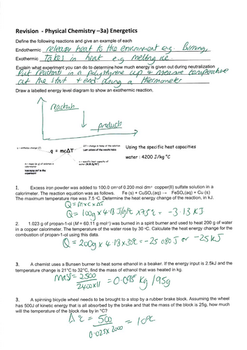 Rates of Reaction and equilibrium Chemistry revision with answers ...