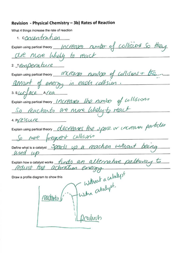 Rates of Reaction and equilibrium Chemistry revision with answers ...