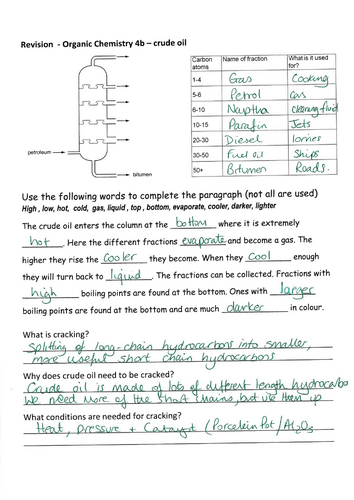 whole topic on organic chemistry revision with answers | Teaching Resources