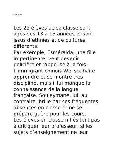 A Level French revision notes: Entre Les Murs | Teaching Resources