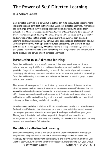 The Power of Self-Directed Learning | Teaching Resources The Power of Self-Directed Learning | Teaching Resources
