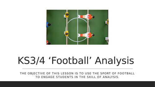Football Focused KS3 KS4 English Analysis Lesson | Teaching Resources