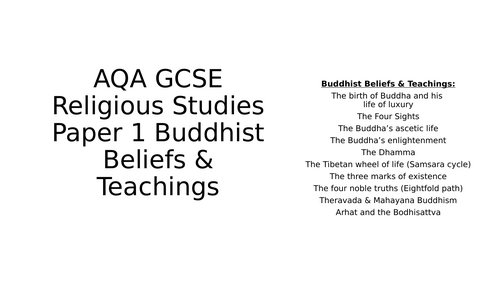 AQA GCSE RS Buddhism B&T Walk Through | Teaching Resources