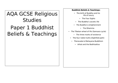 AQA GCSE RS Buddhism B&T Walk Through | Teaching Resources