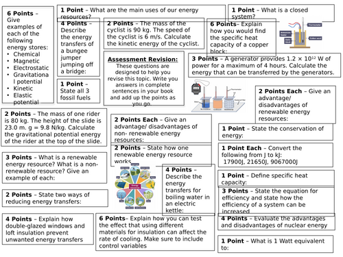 KS4 Energy Revision Grid | Teaching Resources