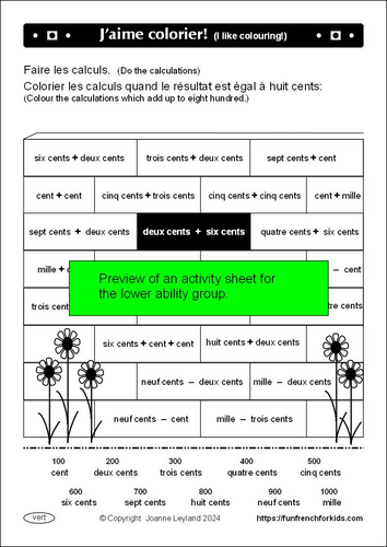 French numbers 100 - 1000 (numéros / nombres) | Teaching Resources