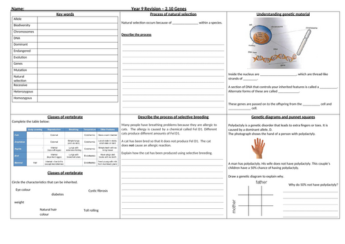 KS3 Biology AQA Revision mats | Teaching Resources