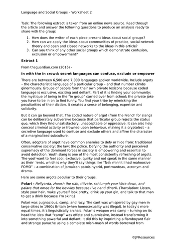 Language and Social Groups A Level Unit | Teaching Resources
