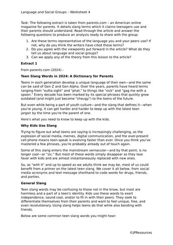 Language and Social Groups A Level Unit | Teaching Resources