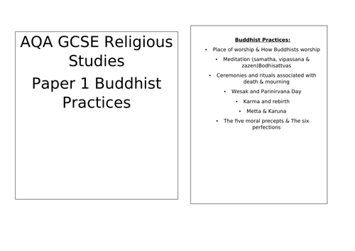 AQA Buddhist Practices RS GCSE Walk Through | Teaching Resources