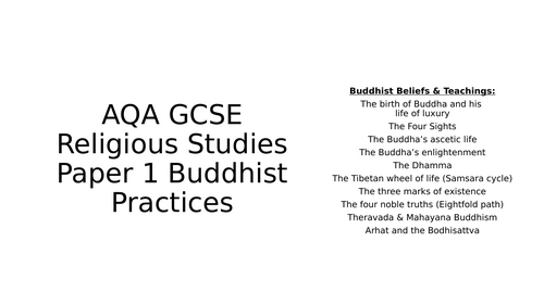 AQA Buddhist Practices RS GCSE Walk Through | Teaching Resources