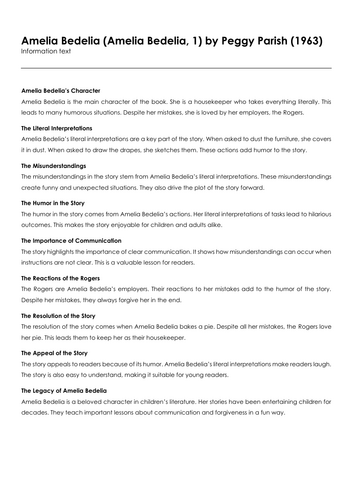 Amelia Bedelia (Amelia Bedelia, 1) by Peggy Parish (1963) | Teaching ...