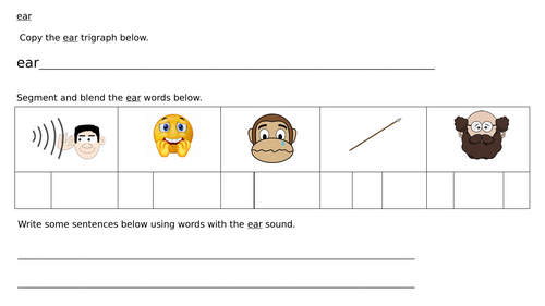 Phonics Phase 3 Worksheets (full set) Sound boxes for segmenting and ...