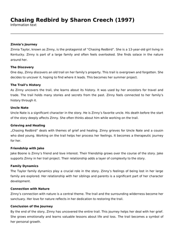 Chasing Redbird by Sharon Creech (1997) | Teaching Resources