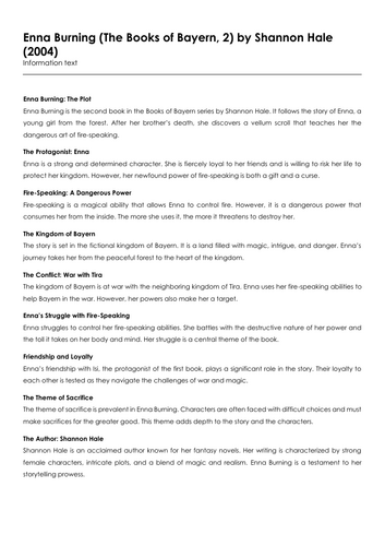 Enna Burning (The Books of Bayern, 2) by Shannon Hale (2004) | Teaching ...