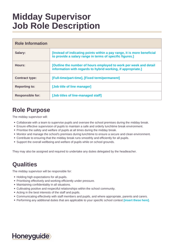 Midday & Wrap-Around Supervisor Interview | Teaching Resources