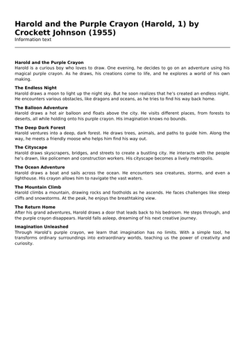 Harold and the Purple Crayon (Harold, 1) by Crockett Johnson (1955 ...