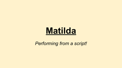 Matilda SCRIPT lesson - Miss Honey meets the Wormwoods. | Teaching ...