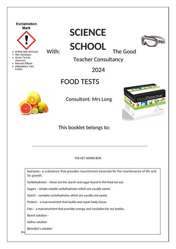 Food test - KS3 SCIENCE | Teaching Resources