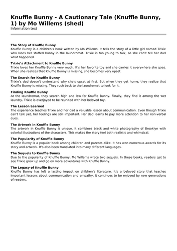 Knuffle Bunny - A Cautionary Tale (Knuffle Bunny, 1) by Mo Willems ...