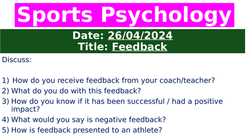 Aqa Gcse Pe Guidance And Feedback Lesson Bundle Teaching Resources