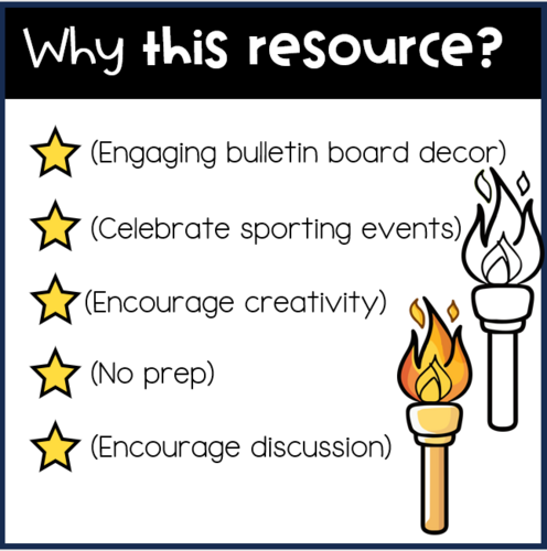 Olympic Games Torch Cutout: Engaging Bulletin Board Decor for Classroom ...