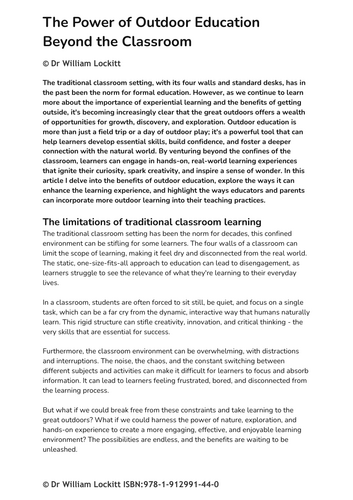 The Power of Outdoor Education - Beyond the Classroom | Teaching Resources