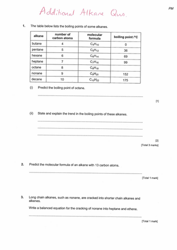 Year 12 OCR A-Level Alkanes | Teaching Resources