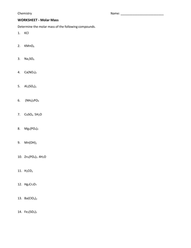 Determining Molar Mass | Teaching Resources