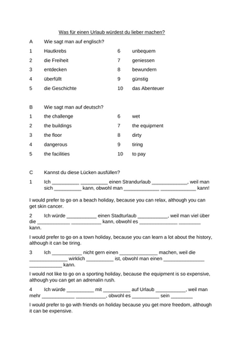 Conti style activities for holiday topic (GCSE) | Teaching Resources