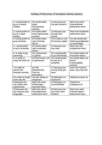 Conti style activities for holiday topic (GCSE) | Teaching Resources