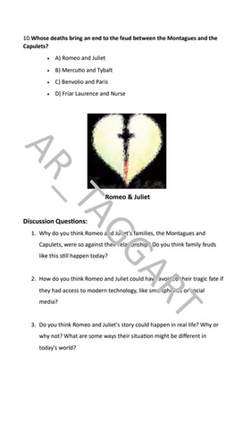 SHAKESPEARE - COMPREHENSION-ROMEO & JULIET PLOT SUMMARY | Teaching ...