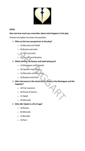 SHAKESPEARE - COMPREHENSION-ROMEO & JULIET PLOT SUMMARY | Teaching ...
