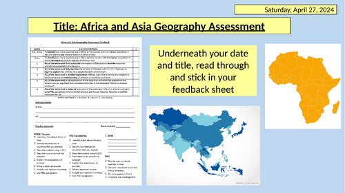 Africa and Asia Assessment and Feedback | Teaching Resources