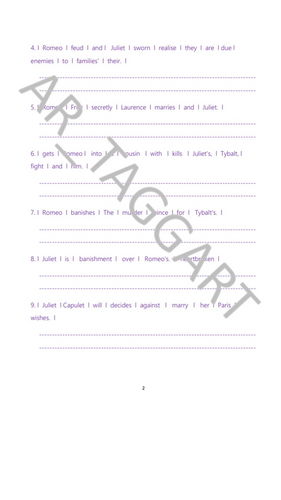 SHAKESPEARE - ROMEO & JULIET - SENTENCE SCRAMBLE - PLOT SUMMARY ...