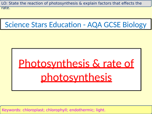 Photosynthesis & rate of photosynthesis | Teaching Resources