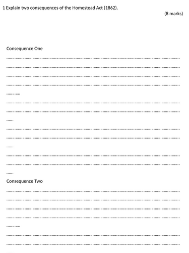 Edexcel History GCSE Exam Questions - Paper 2 American West | Teaching ...