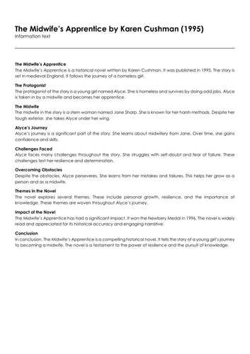 The Midwife's Apprentice by Karen Cushman (1995) | Teaching Resources