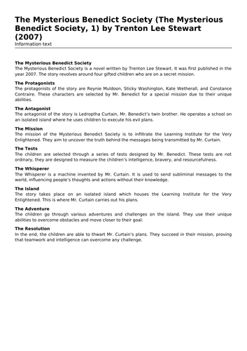 The Mysterious Benedict Society (The Mysterious Benedict Society, 1) by ...