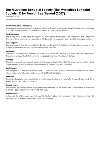 The Mysterious Benedict Society (The Mysterious Benedict Society, 1) by ...