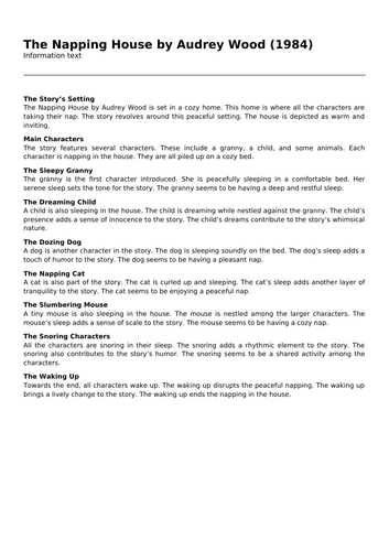 The Napping House by Audrey Wood (1984) | Teaching Resources