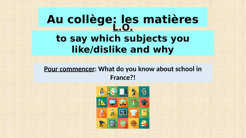 Y7 French Studio 1 - School Subjects | Teaching Resources